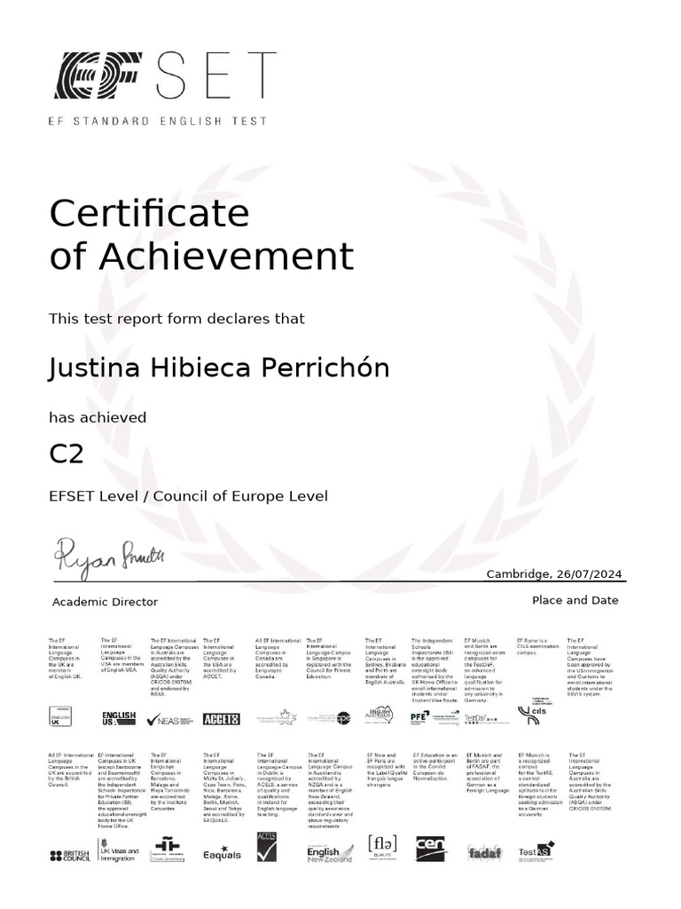 EFSET e Certificate | PDF