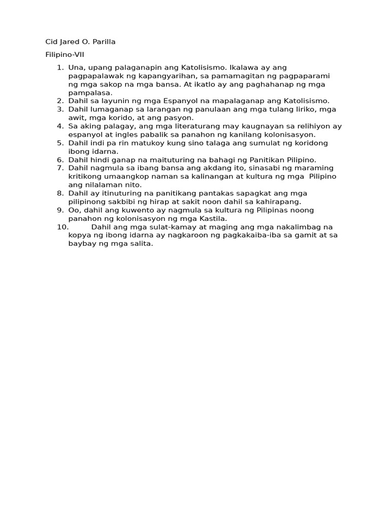 Filipino grade 7 | PDF