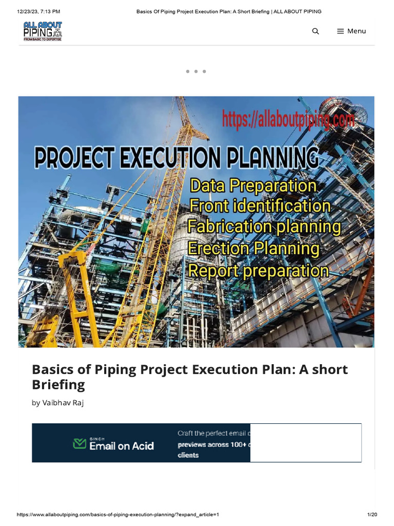 Basics of Piping Project Execution Plan - A Short Briefing - ALL ABOUT ...