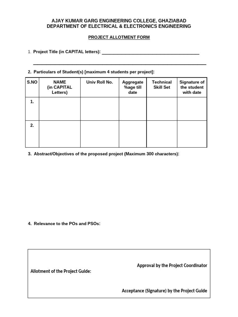 Project Allotment Form | PDF