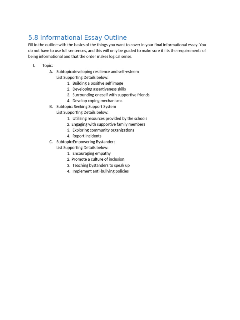 5.8 Informational Essay Outline | PDF