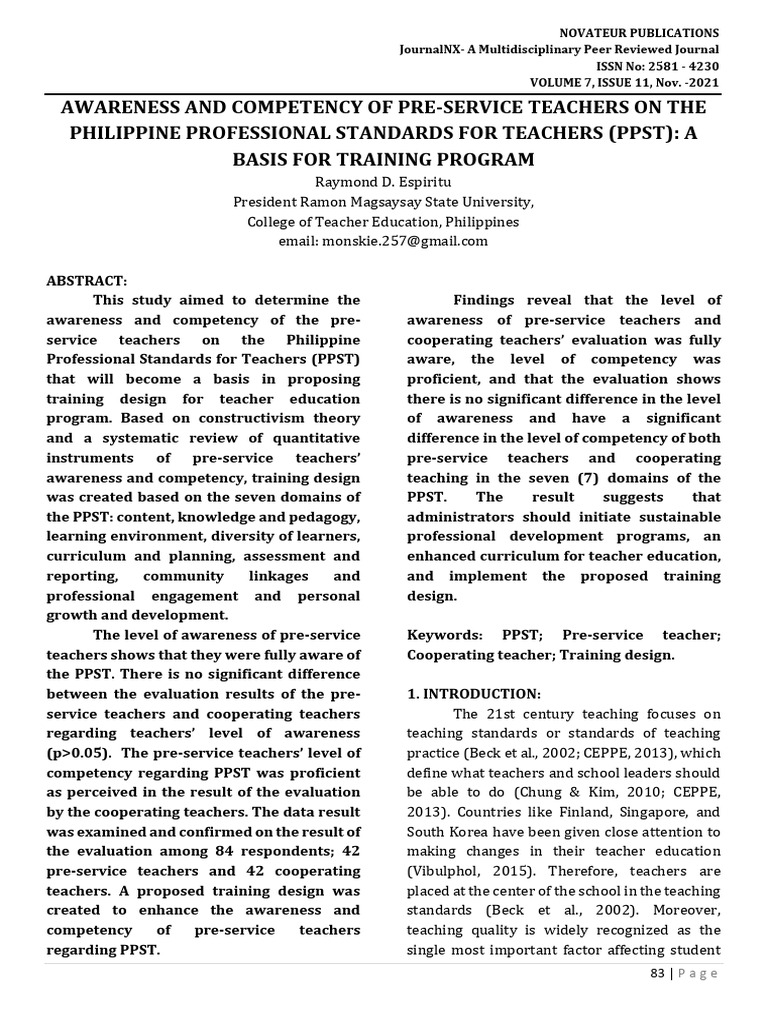 Awareness and Competency of Pre Service 477d090d | PDF