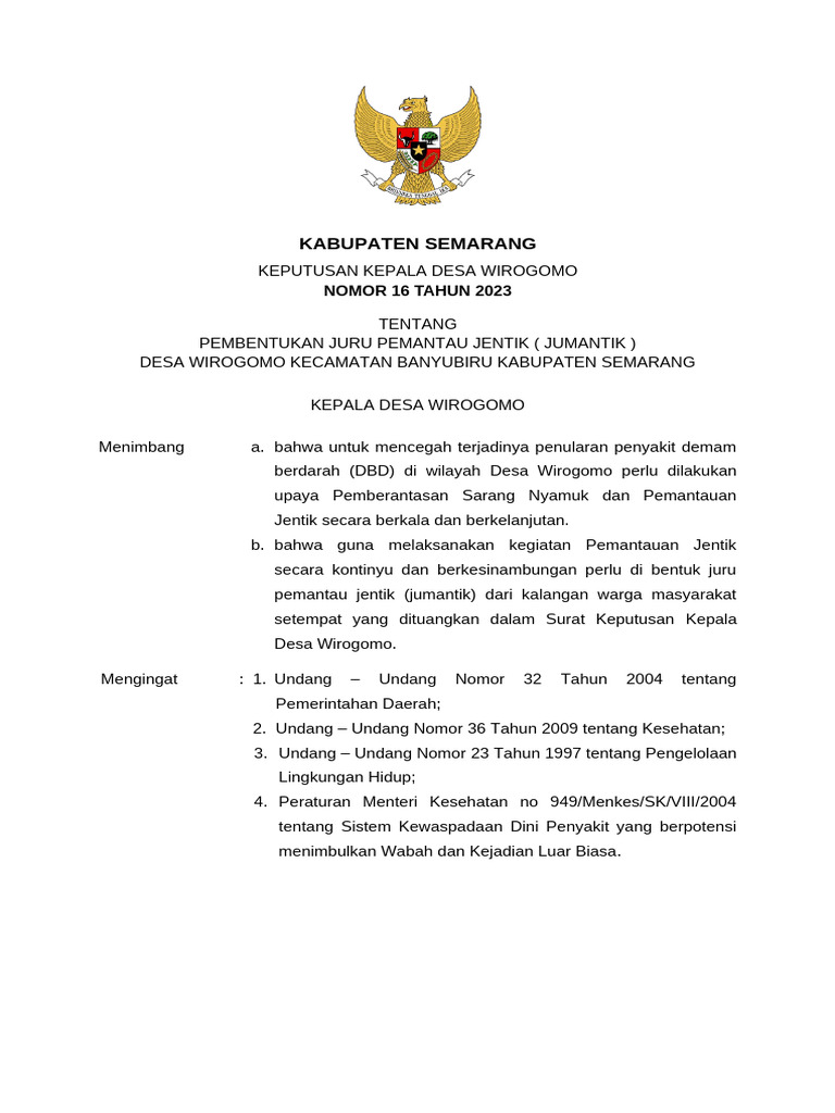 Contoh SK Kader Jumantik | PDF