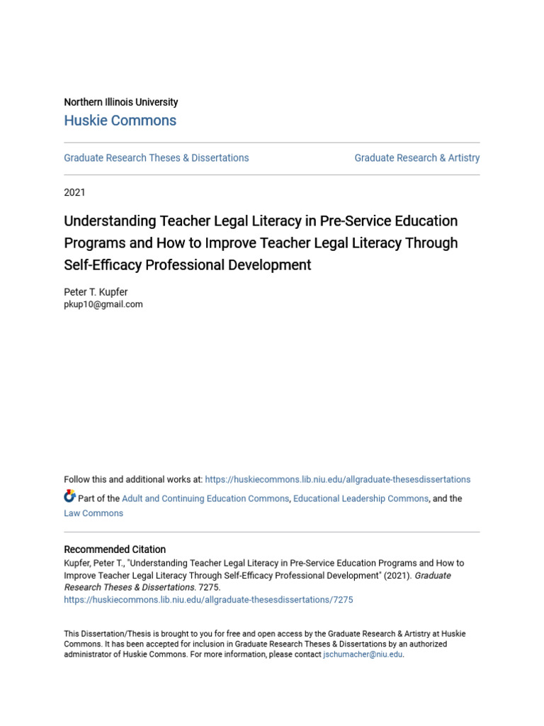 Understanding Teacher Legal Literacy in Pre-Service Education Pro | PDF