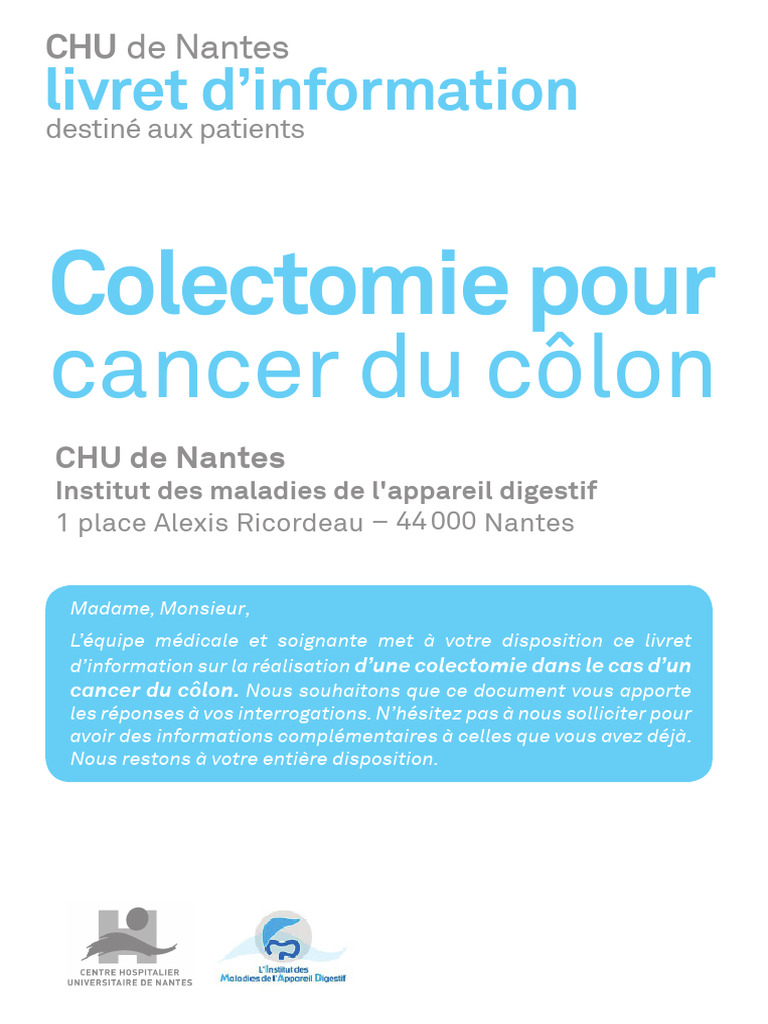 INFO-colectomie Cancer Colon | PDF | Large Intestine | Morphology (Biology)