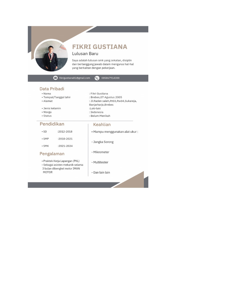 FIKRI GUSTIANA CV | PDF