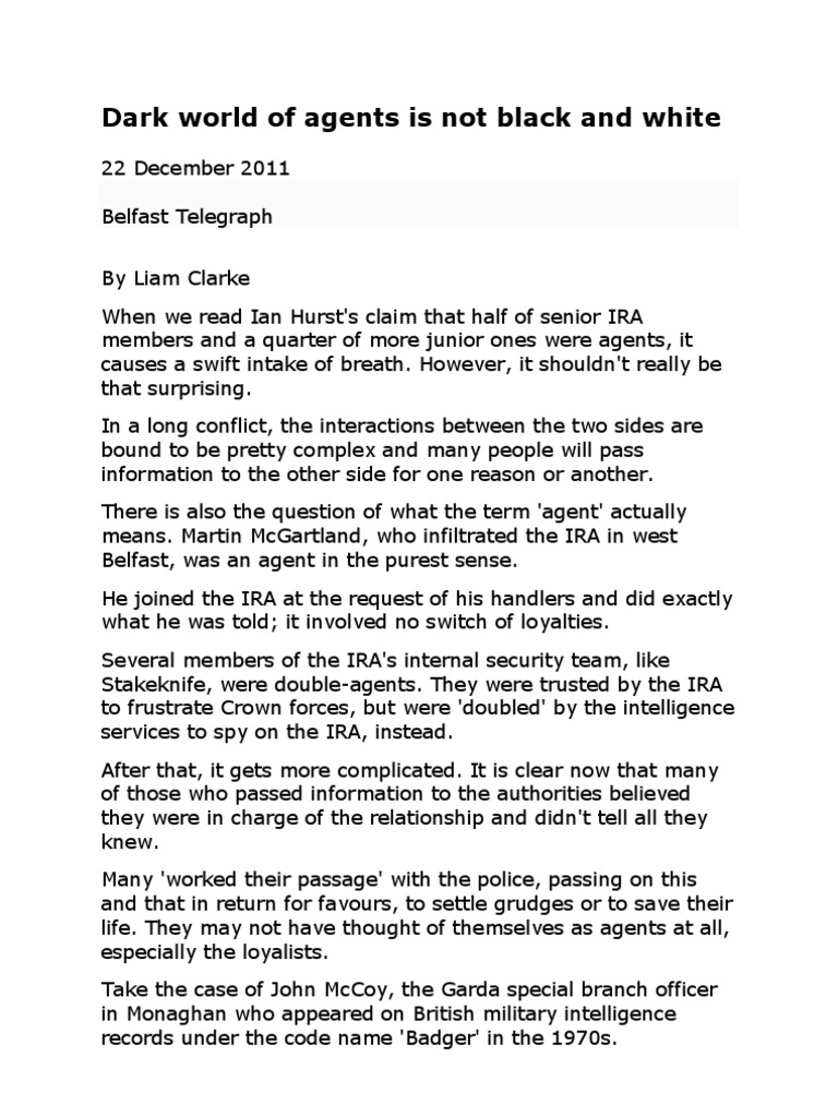 Dark World of Agents Is Not Black and White | PDF | National Security ...