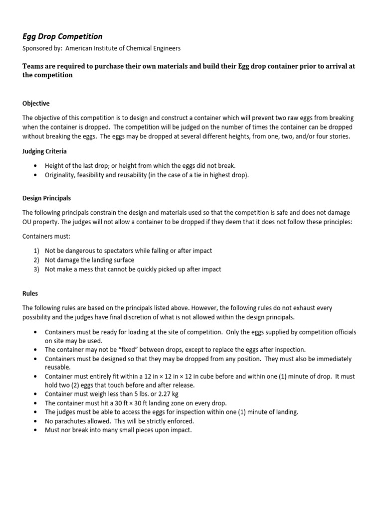 Egg Drop Competition Rules 2020 | PDF