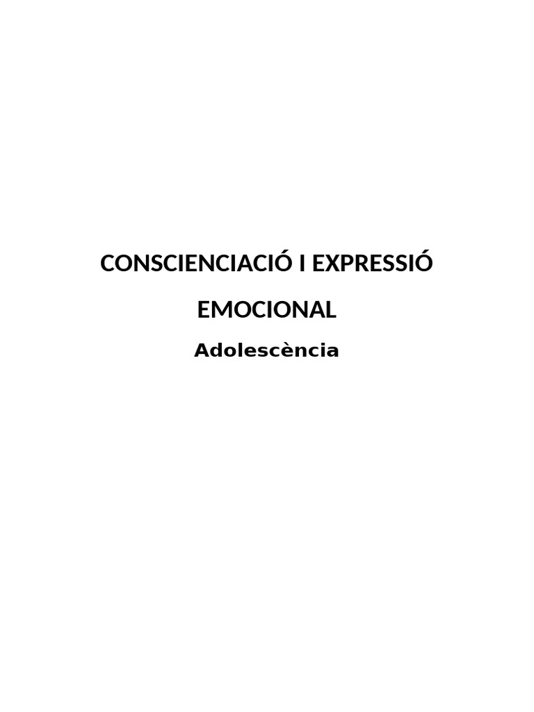 PROGRAMA Expressió Emocional Per A Adolescents | PDF