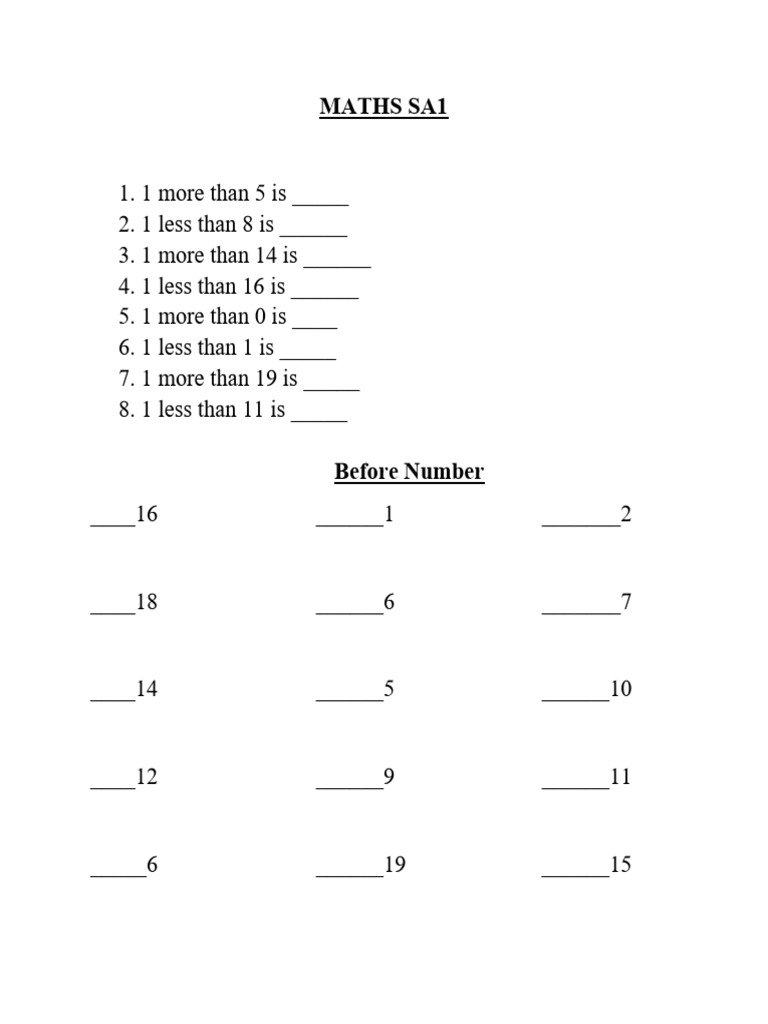 Maths Sa1 Ws | PDF