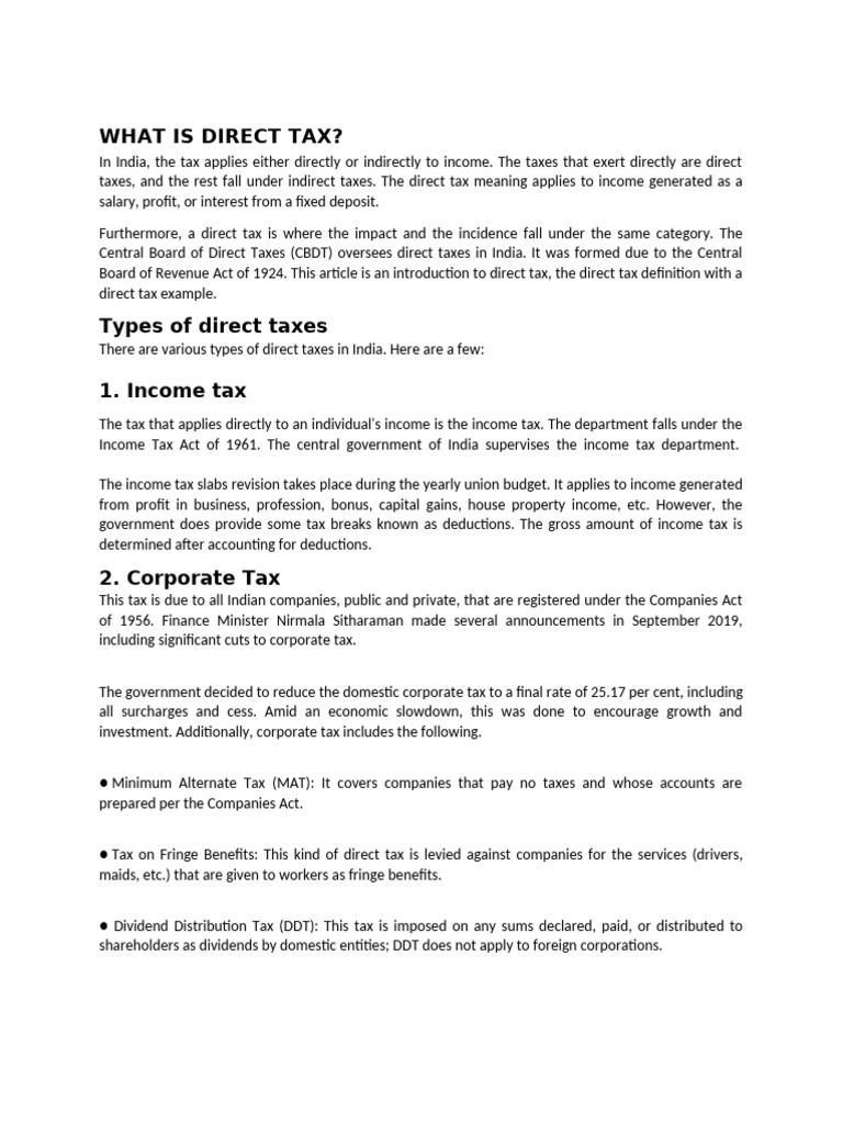 What Is Direct Tax | PDF