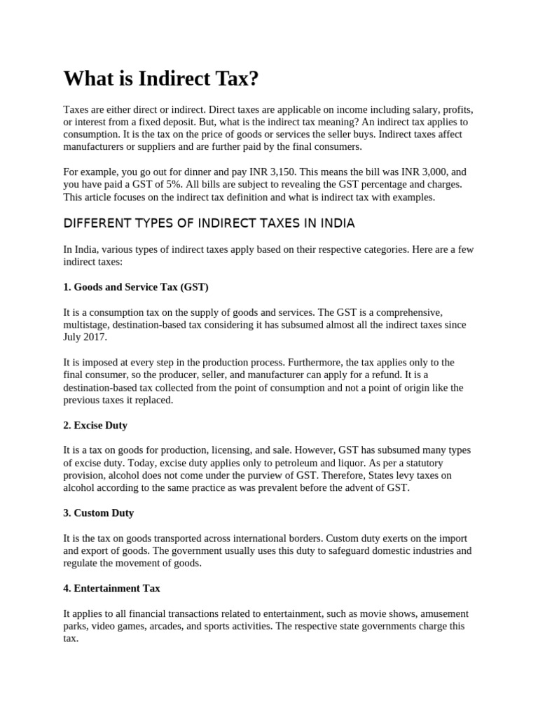 What Is Indirect Tax | PDF