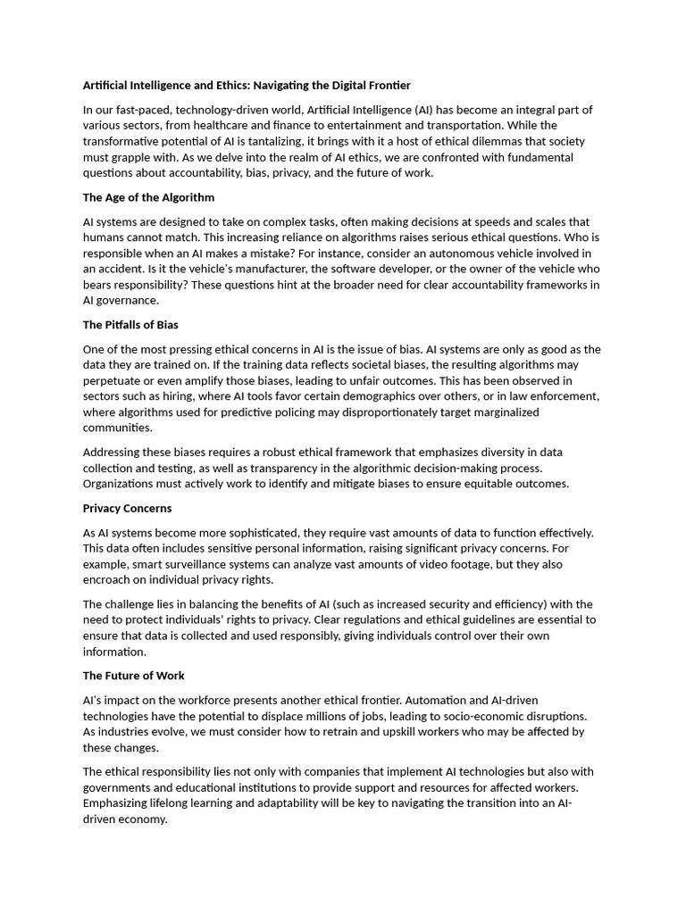 Artificial Intelligence and Ethics | PDF