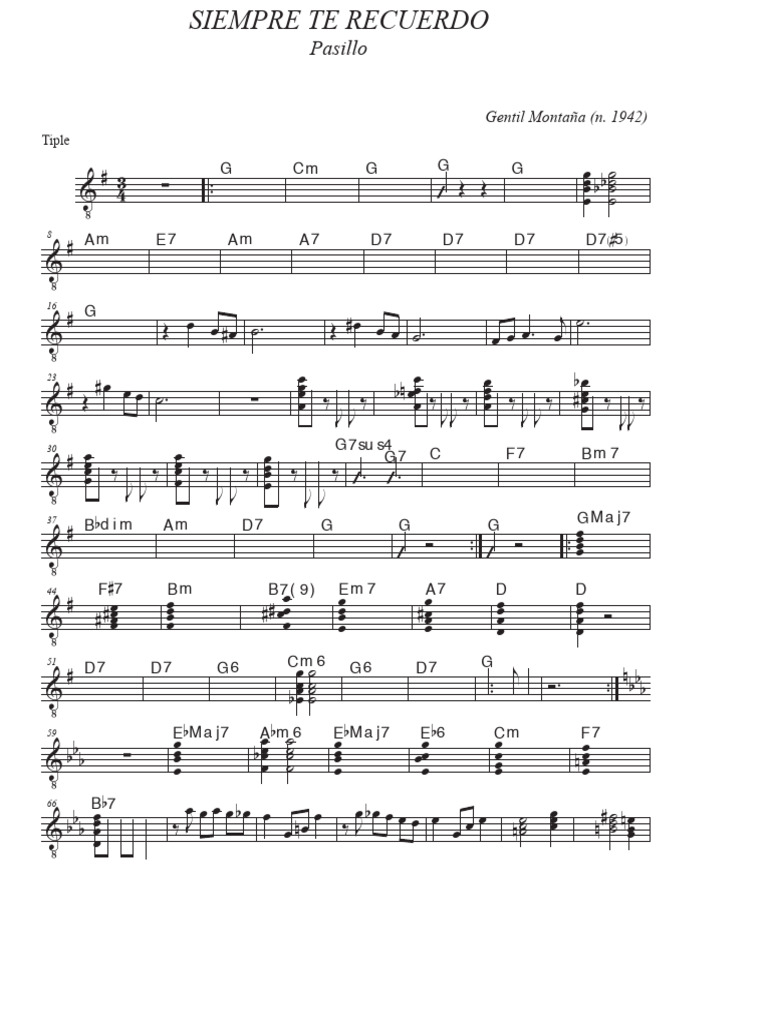 Siempre Te Recuerdo - Tiple | PDF