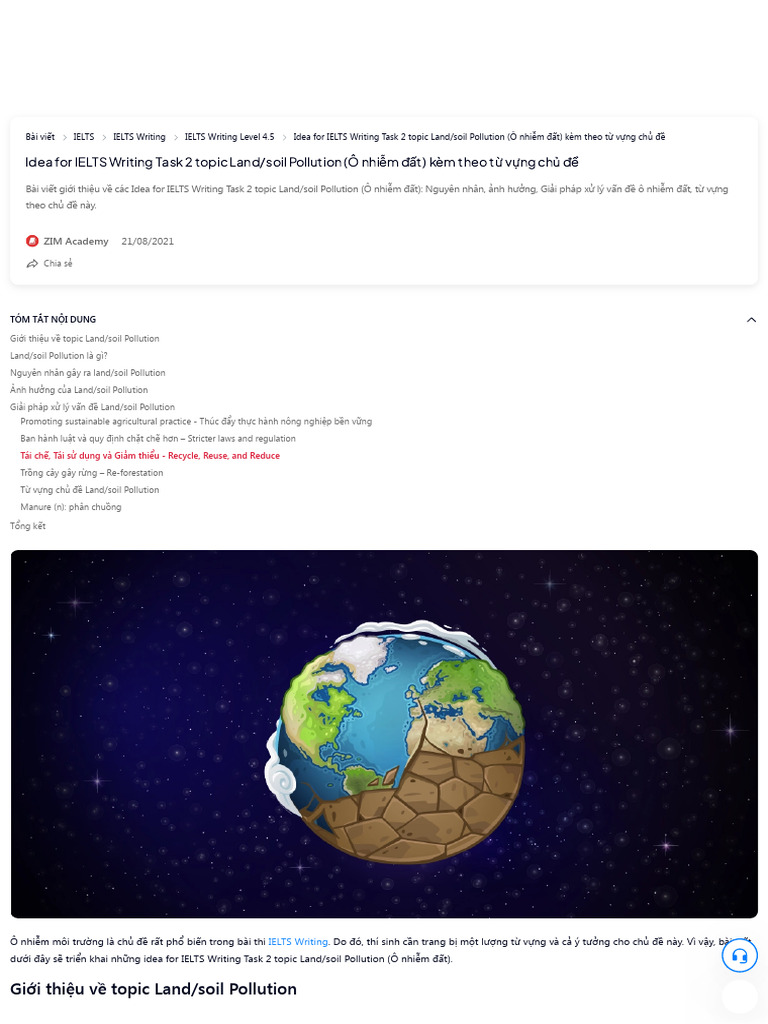Idea for IELTS Writing Task 2 topic Land_soil Pollution (Ô nhiễm đất ...