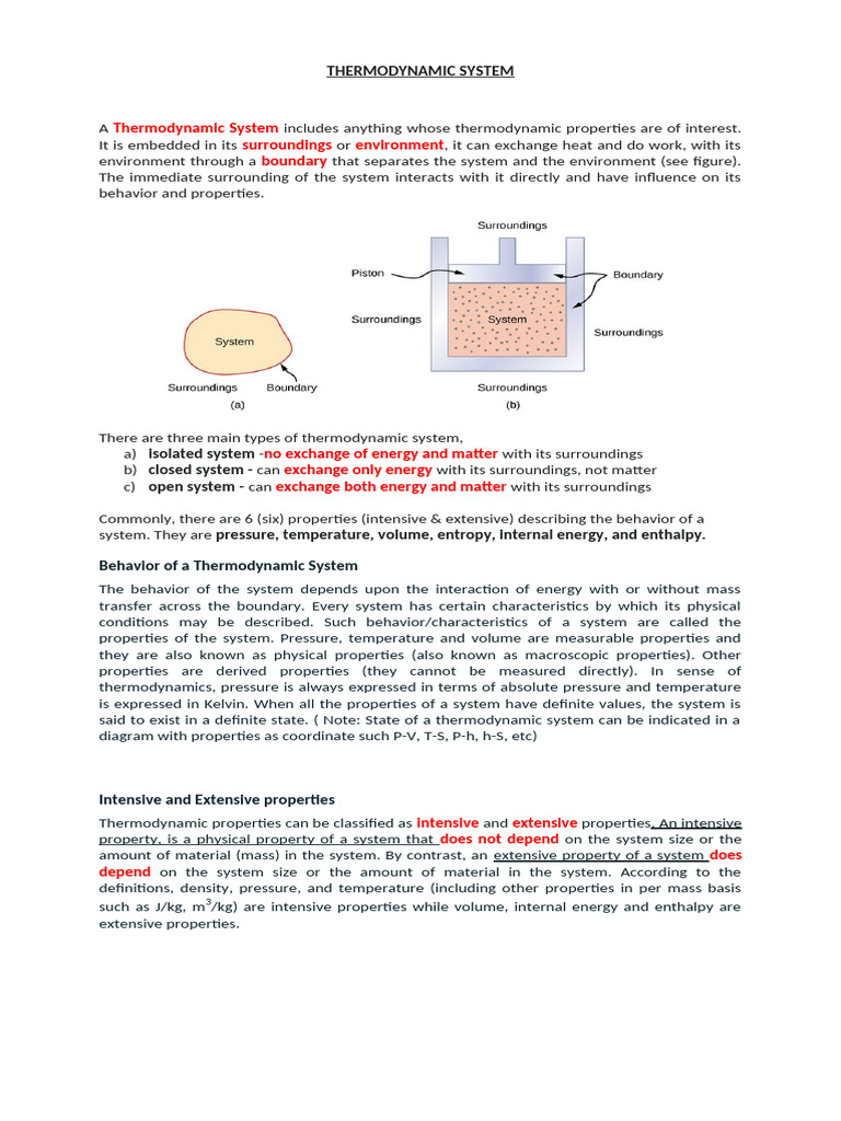THERMODYNAMIC SYSTEM | PDF
