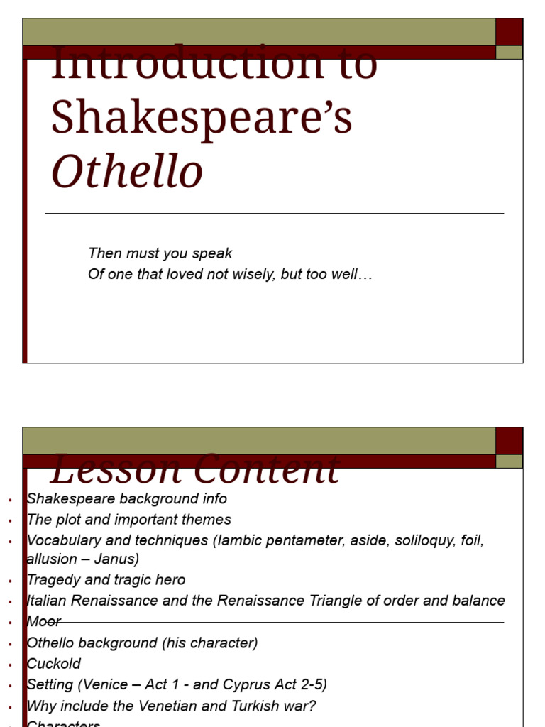 Intro To Othello (Extra Lesson) | PDF