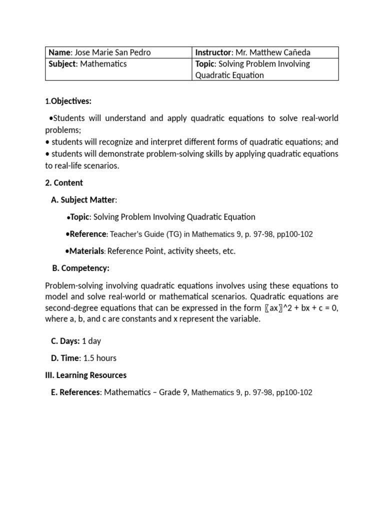 5e's LESSON PLAN | PDF