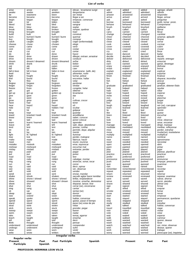 Verbs - Regular-Irregulars | PDF