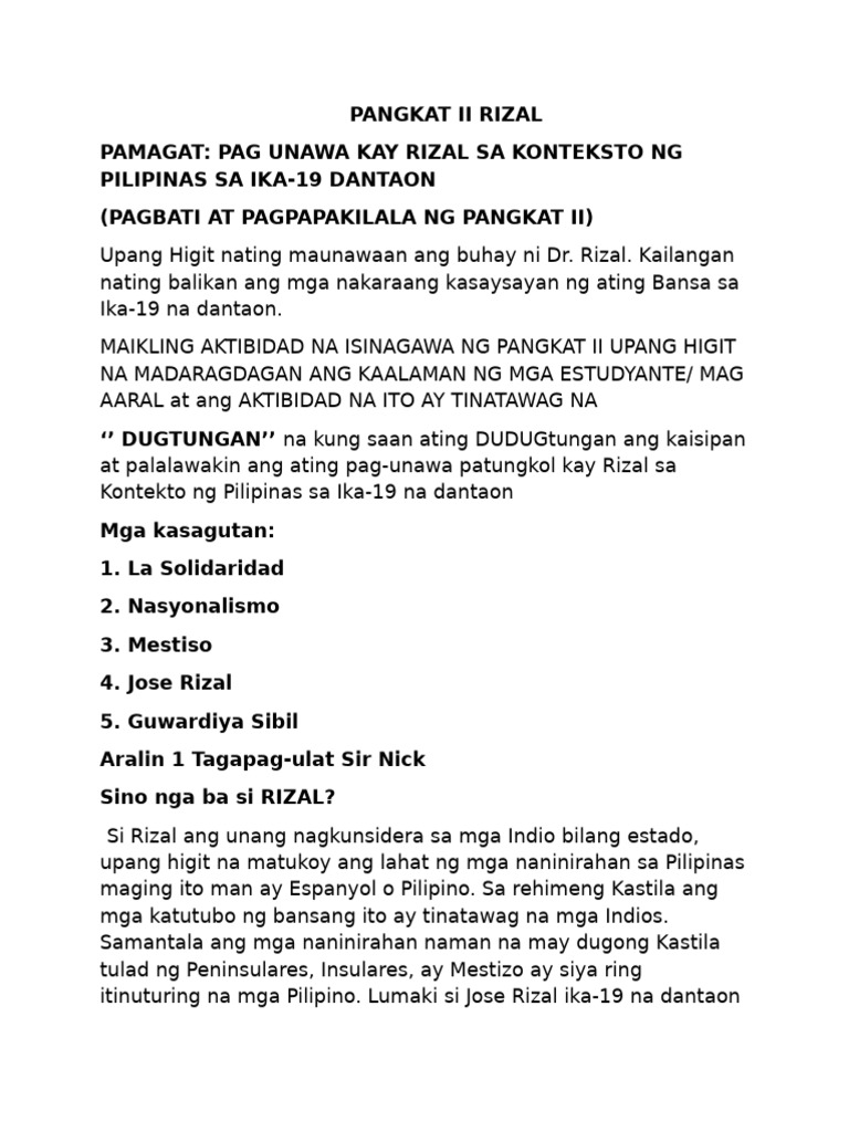 Summary-sa-Rizal-1 | PDF