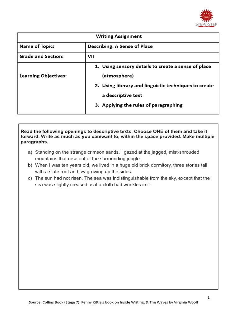 Grade VII Writing Assignment | PDF