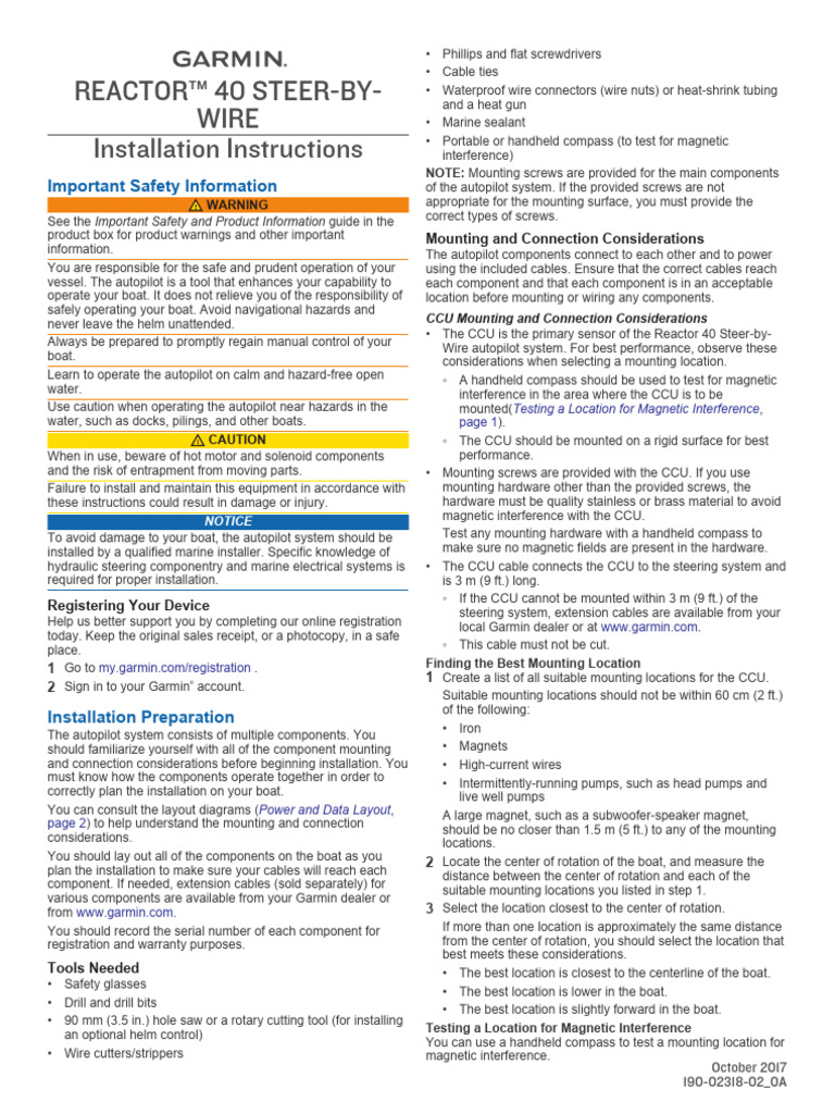 Reactor 40 Steer-by-Wire Install EN-US | PDF