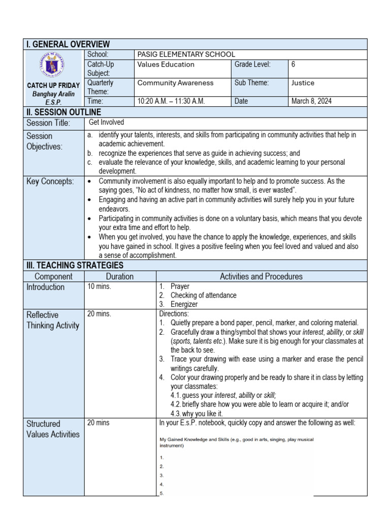 Grade-6-Catch-Up-Friday-Mar.8-Lesson-Plan_SDO-PASIG | PDF