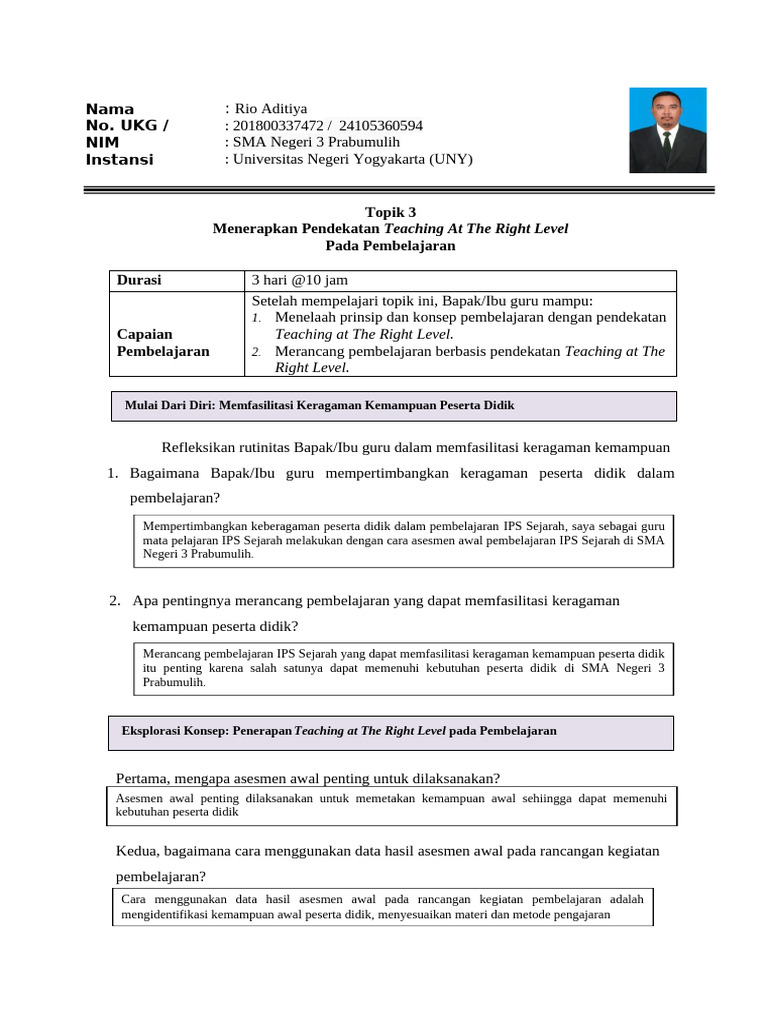 Modul 1 Topik 3 (Modul PPA Umum) - TaRL | PDF