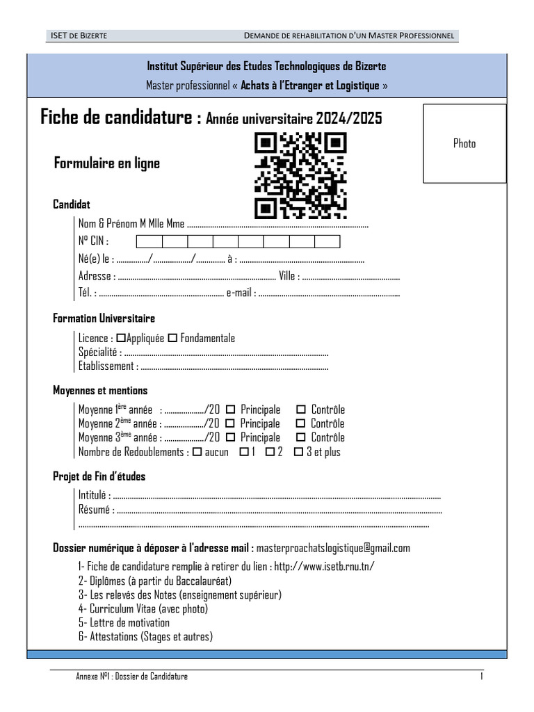 Formulaire Bizerte | PDF