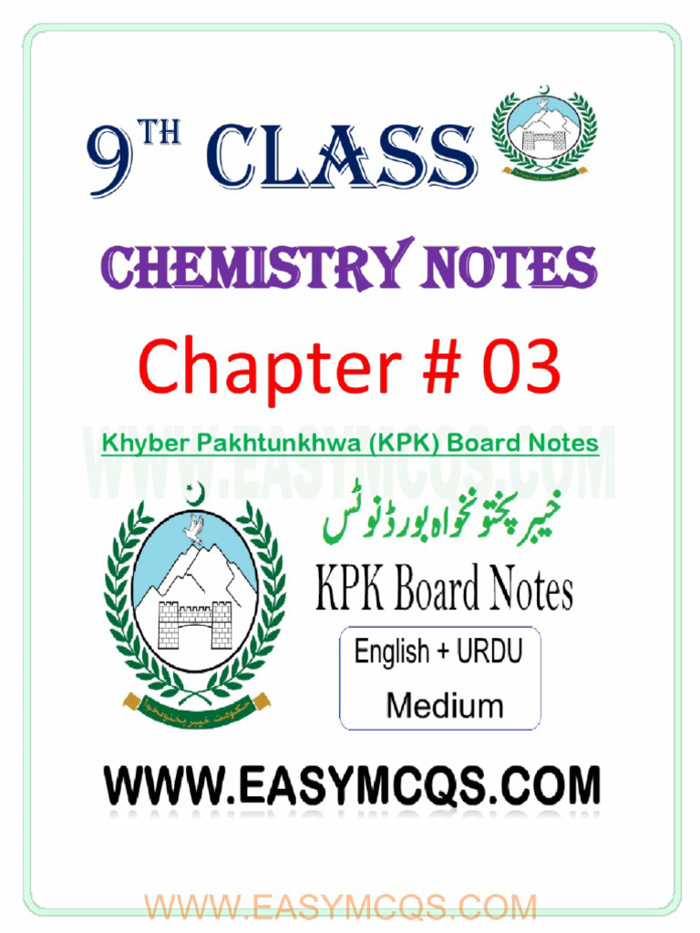 9th Chemistry CH 3 Notes KPK Board | PDF