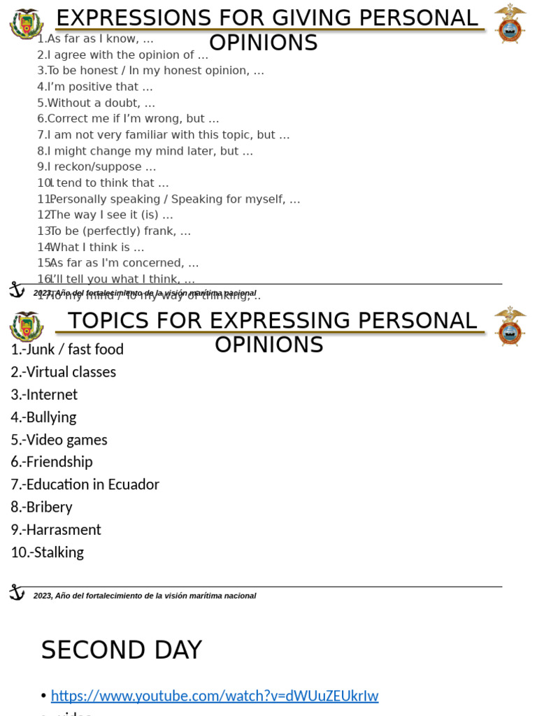 Personal Opinions | PDF