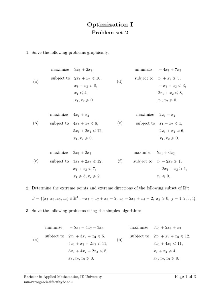 Linear Optimization Problems | PDF | Linear Programming | Algorithms And Data Structures