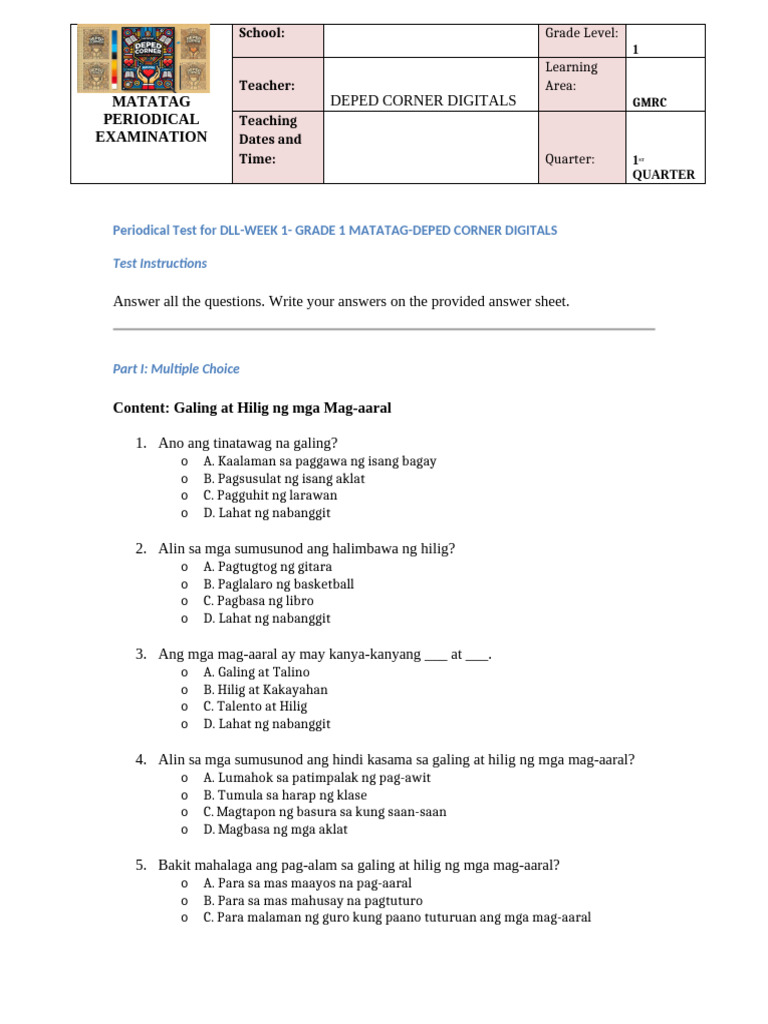 Pt-Week 1-GMRC - Deped Corner Digitals | PDF