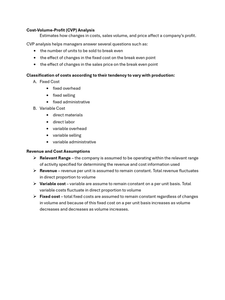 CVP Analysis | PDF