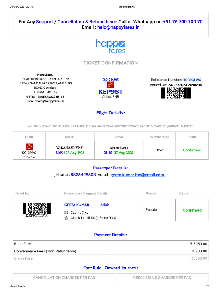 Kep9St: Ticket Confirmation | PDF