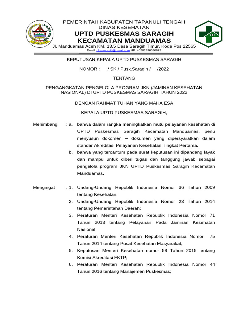 1.5 EP 1 SK Penanggung Jawab Pengelola Keuangan JKN | PDF