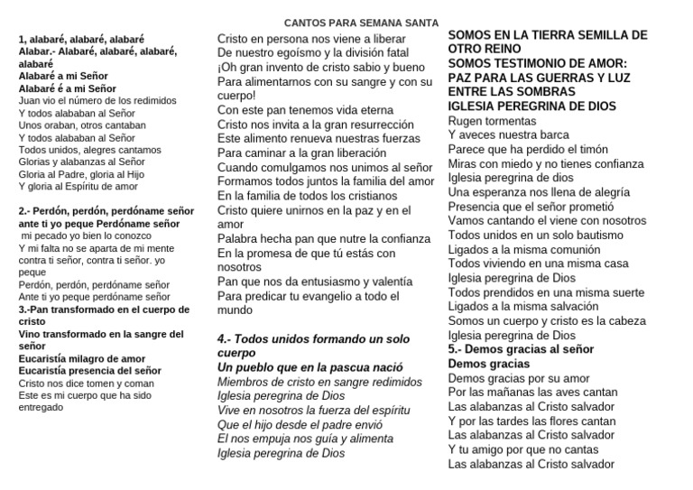 Cantos Para Semana Santa Aaa Pdf