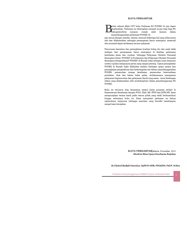 (123dok - Com) Pedoman Penyelenggaraan Ponek 24 Jam Di Rumah Sakit | PDF