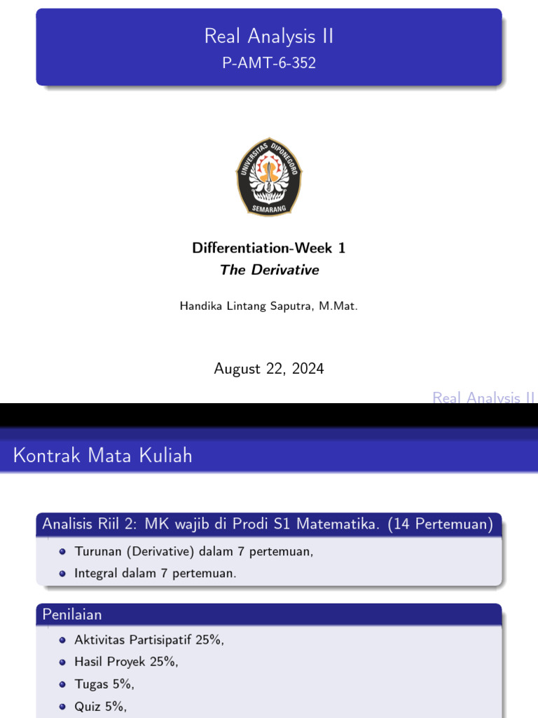 Real Analysis II: P-AMT-6-352 | PDF