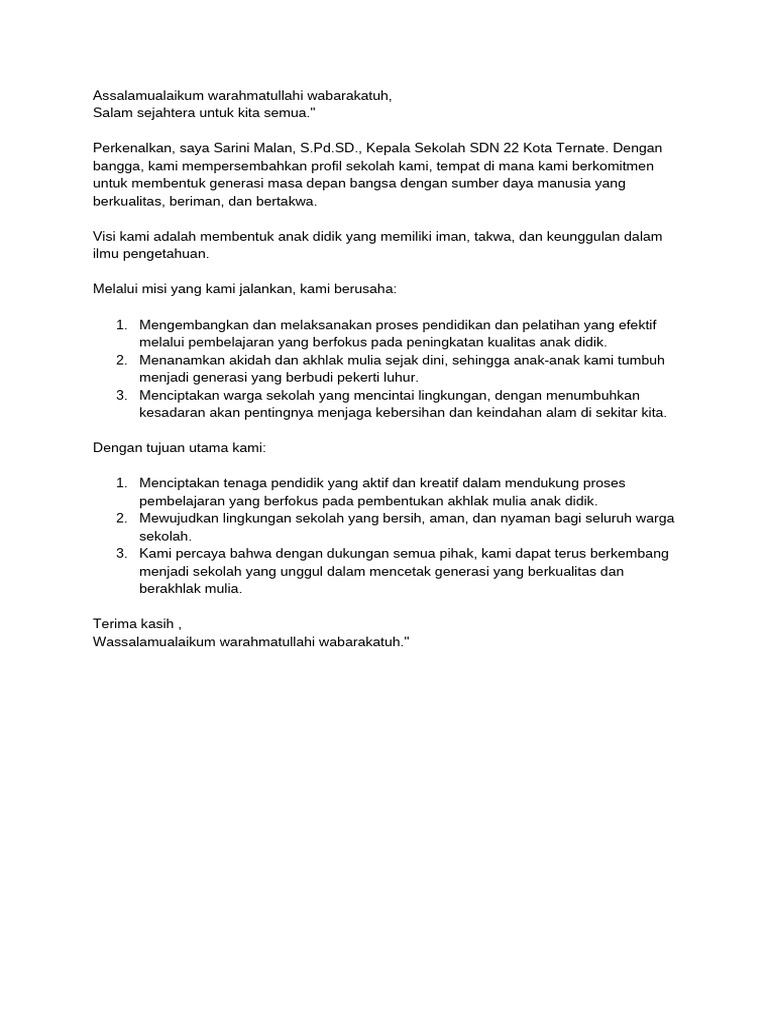 Teks narasi opening profil sekolah | PDF