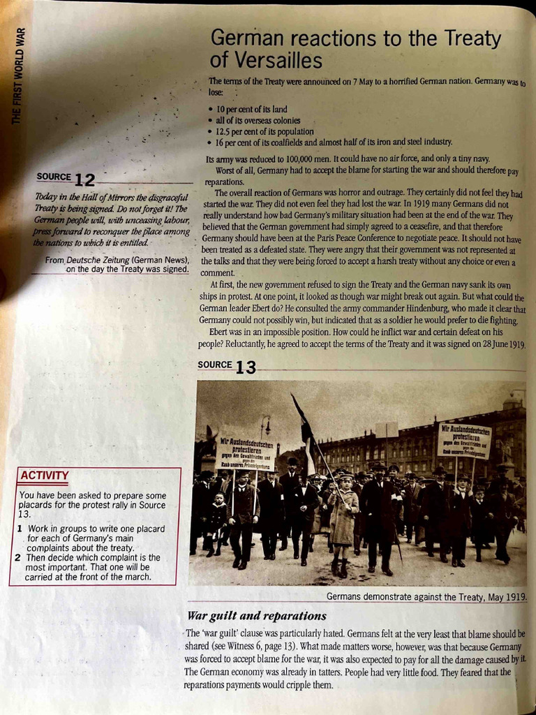 German Reaction to the Treaty of Versailles | PDF