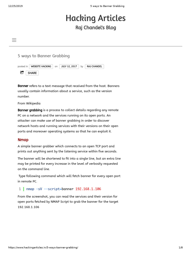 5 ways to Banner Grabbing | PDF