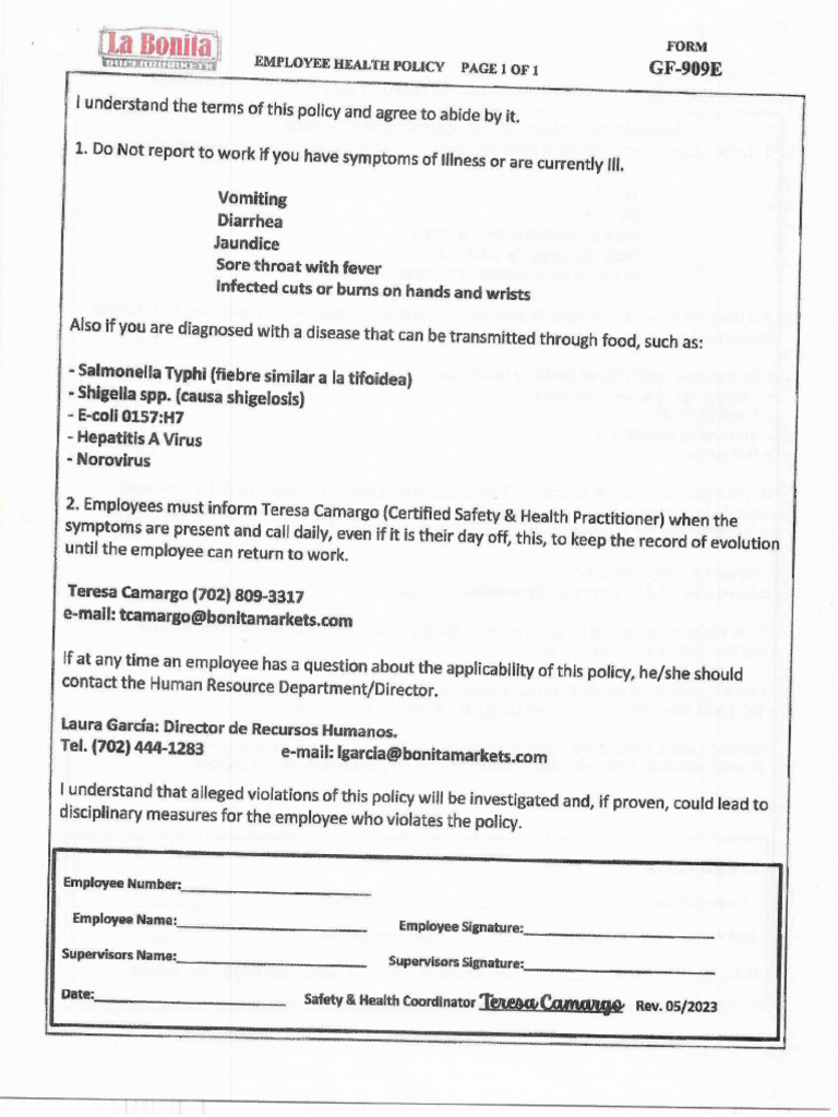 Employee Health Policy | PDF