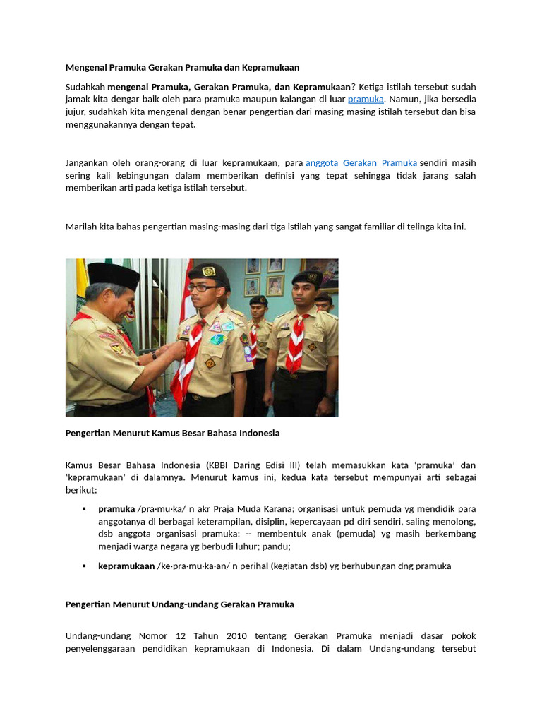 Mengenal Pramuka Gerakan Pramuka Dan Kepramukaan LCT | PDF