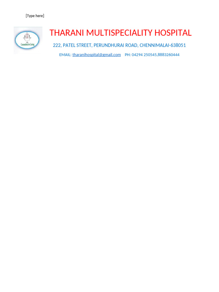 Tharani Multispeciality Hospital | PDF