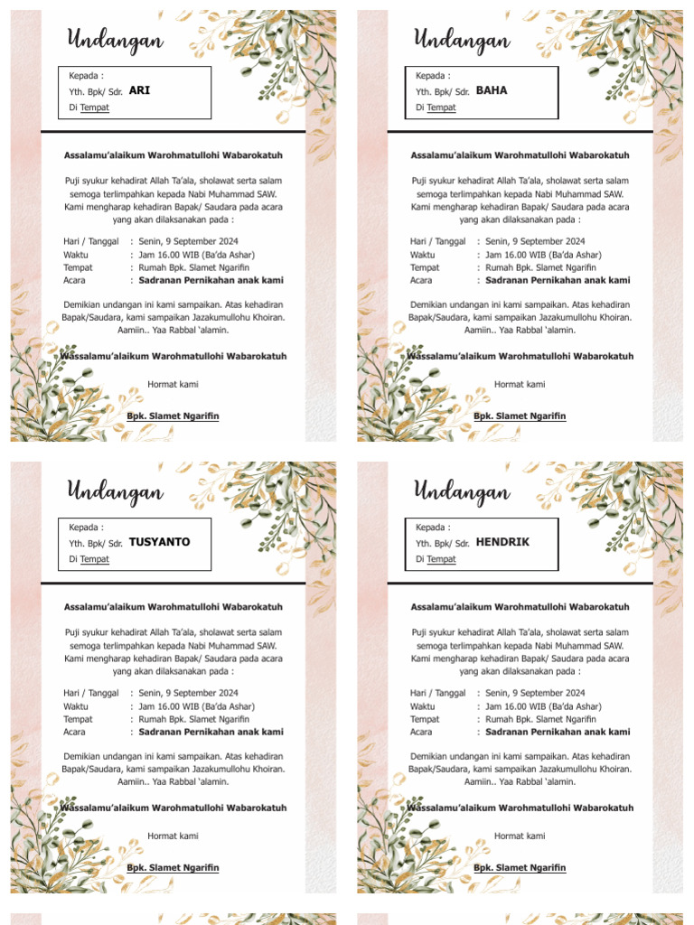 Undangan Sadranan | PDF