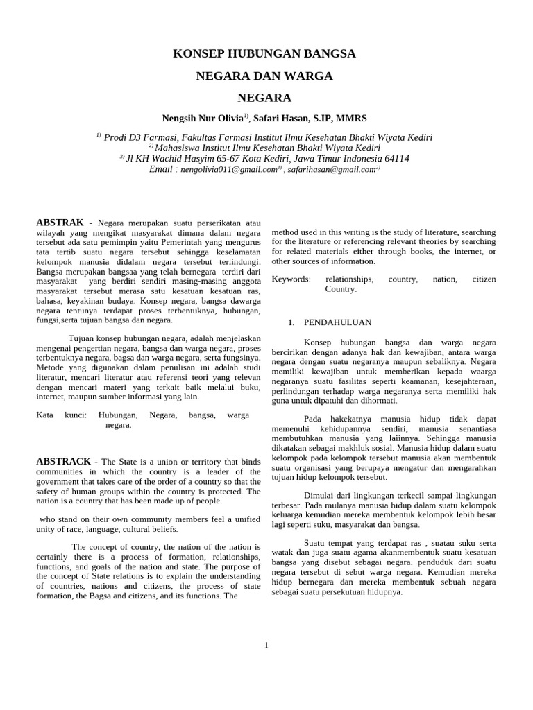 Konsep Hubungan Bangsa Negara Dan Warga | PDF Konsep Hubungan Bangsa Negara Dan Warga | PDF