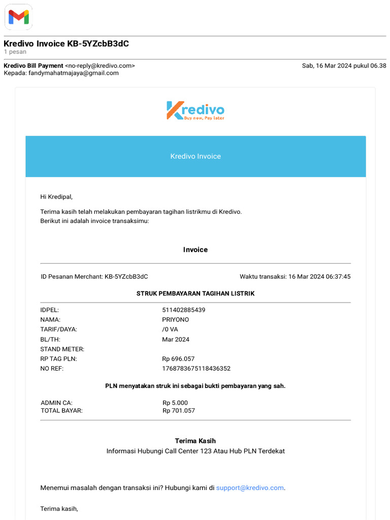 Gmail - Kredivo Invoice KB-5YZcbB3dC | PDF