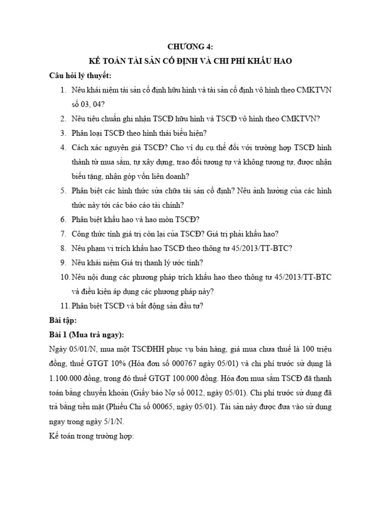 KTTC Bài tập chương 4 | PDF