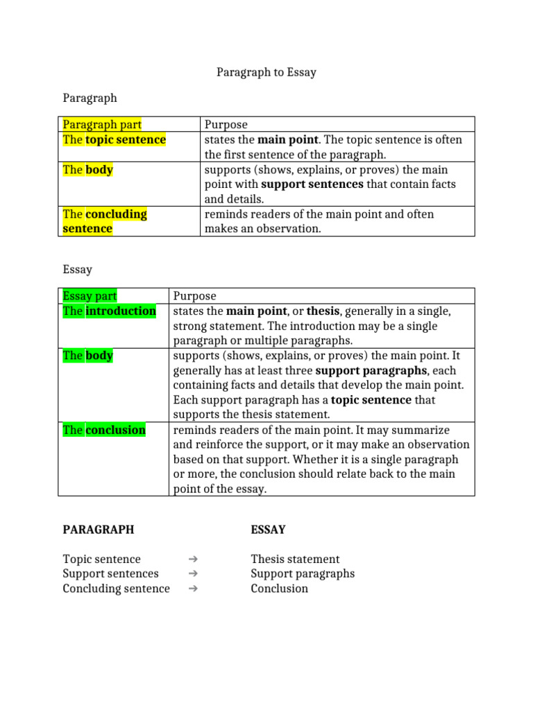 Paragraph To Essay | PDF
